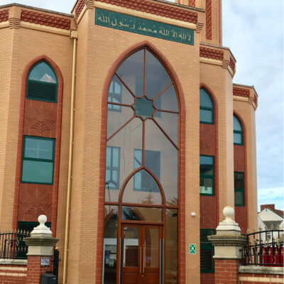 Huge Accoya window welcomes you to Stockton Mosque, UK