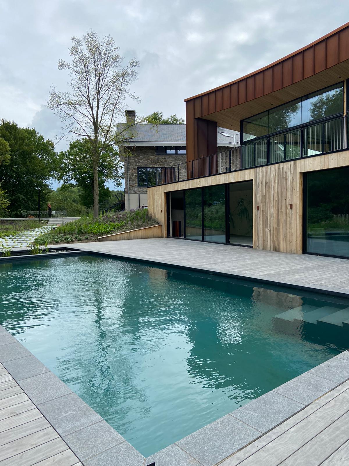 Accoya Pool Decking, wood pool deck, abive ground pool deck ideas