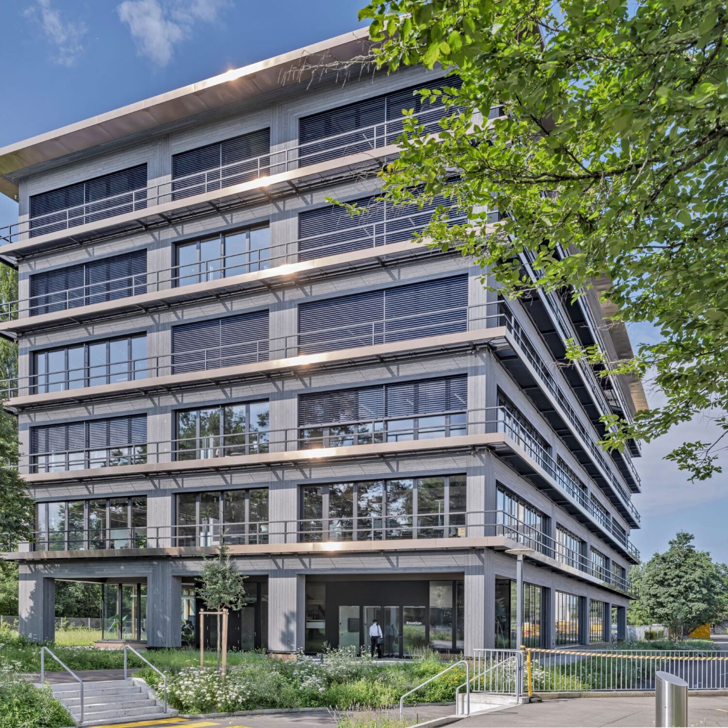 Innovative Facade Design with Accoya Color Grey | ABB Building - Accoya