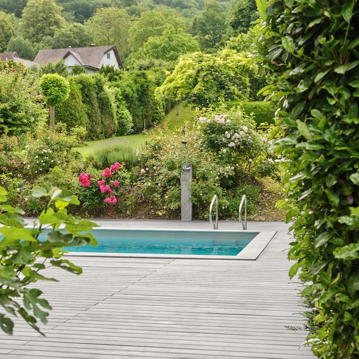Sustainable Accoya Colour Grey Pool Decking in Ebringen